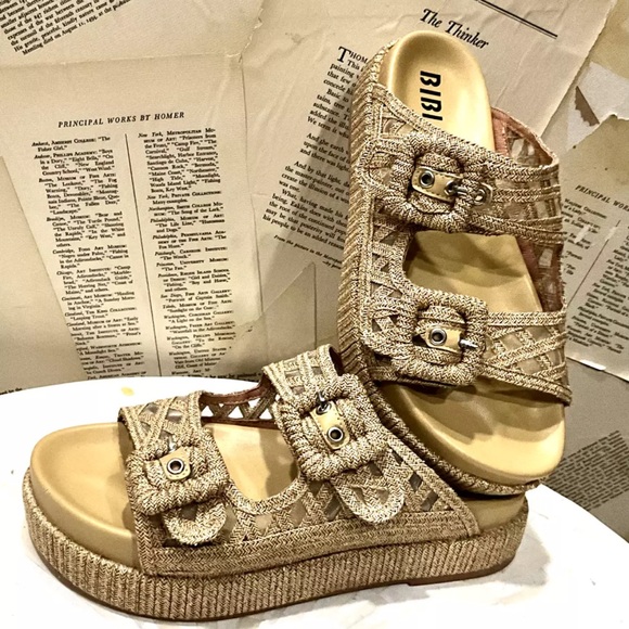 bibi lou | Shoes | Anthropologie Bibi Lou Raffia Woven Platform Slide ...